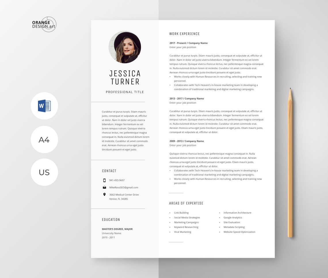 Creative Resume Template With Photo / Teacher CV Template - Etsy