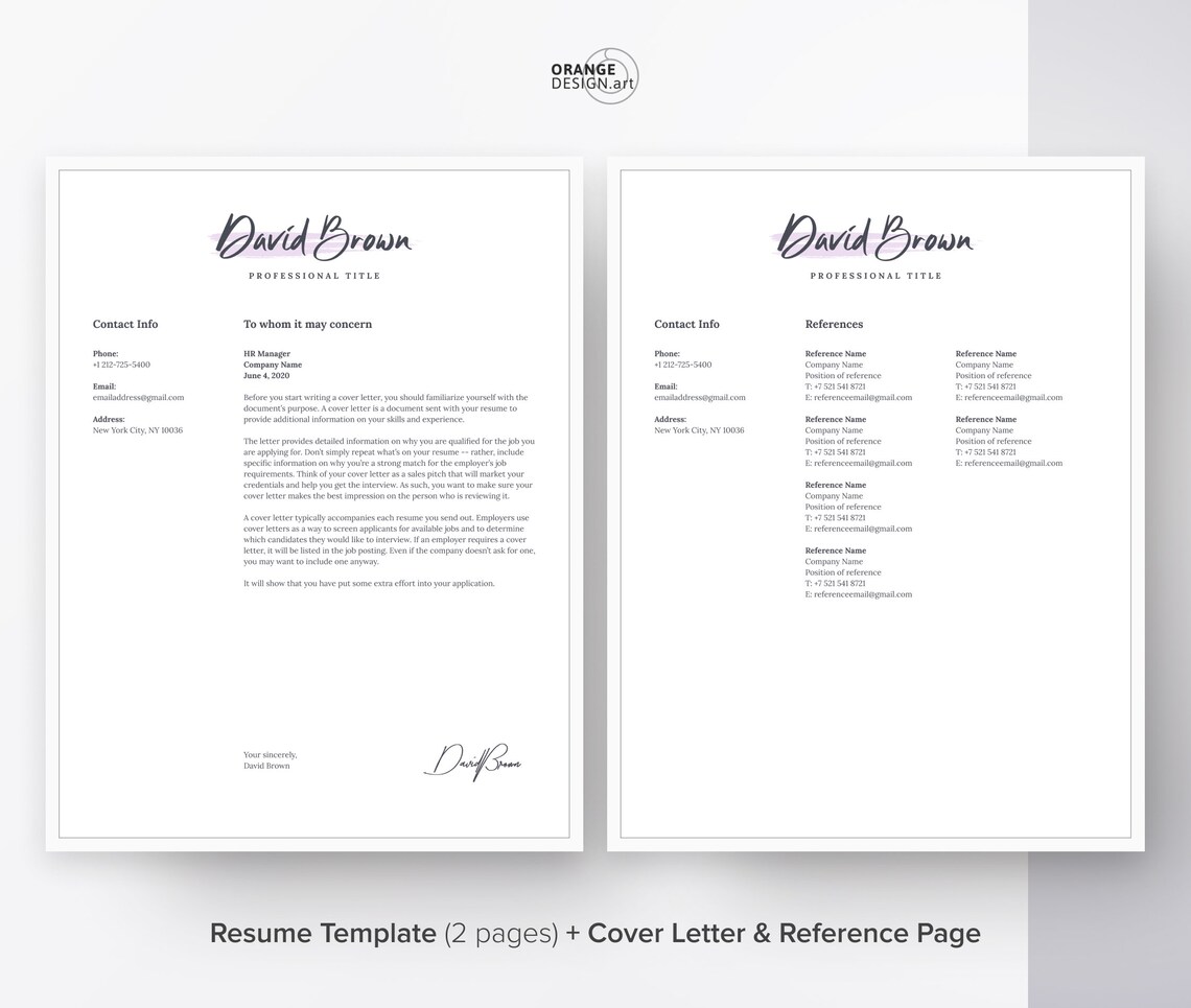 Modern CV Template for Word Creative Resume Template - Etsy