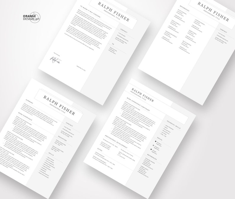 Professional Resume Template for Word Minimalist CV Template - Etsy