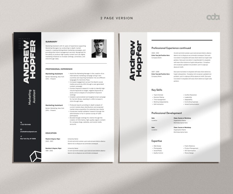 Modern Resume Word, Creative CV Design, Assistant Resume, Marketing CV ...