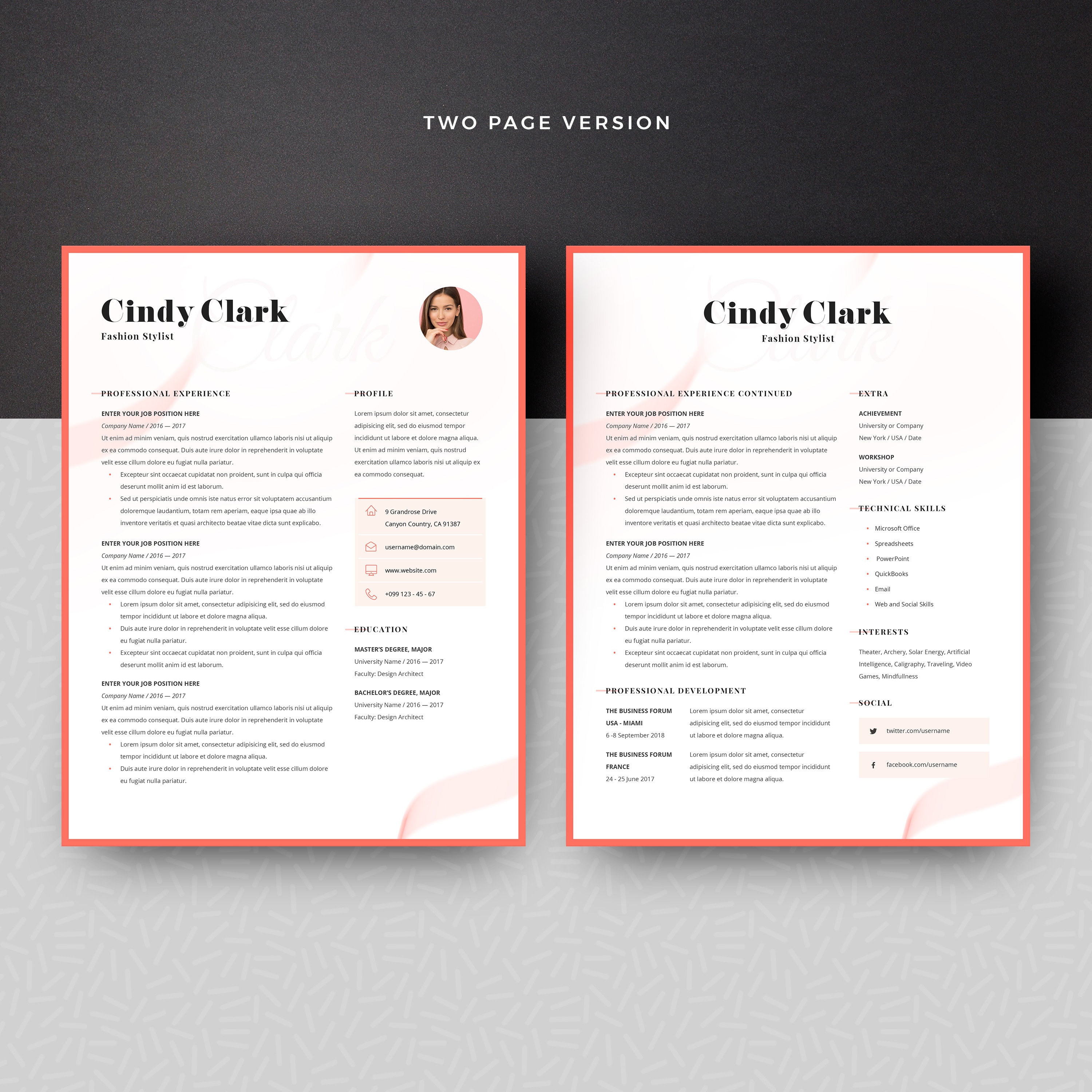 Fashion Resume Template With Photo, Stylist Word Resume, Creative CV ...