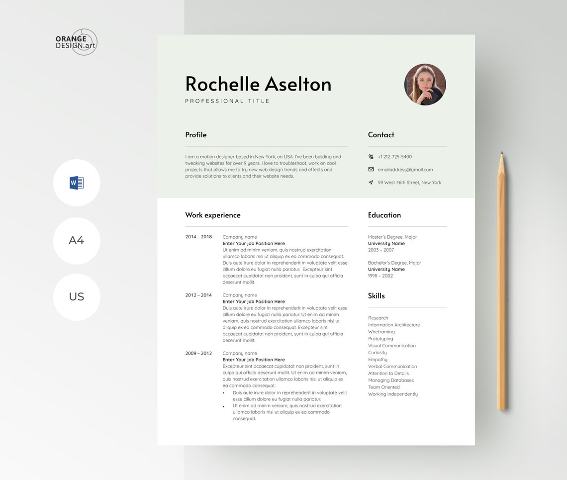 Modern Resume Template, Professional CV Template 2020, Cover Letter ...