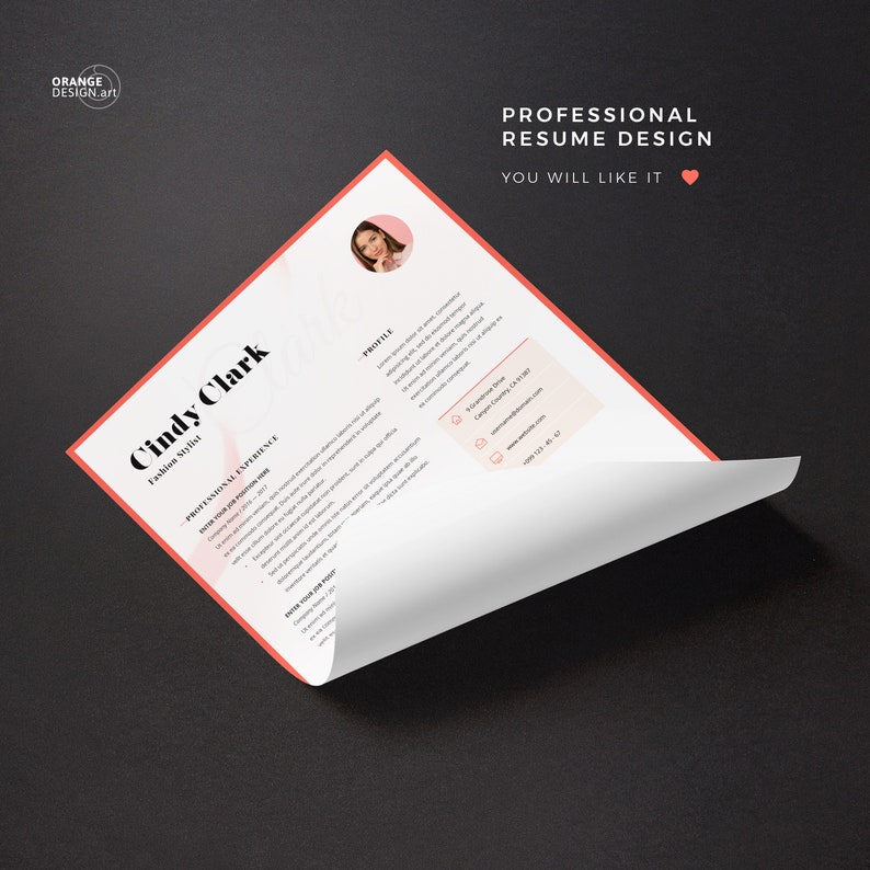 Fashion Resume Template With Photo, Stylist Word Resume, Creative CV ...