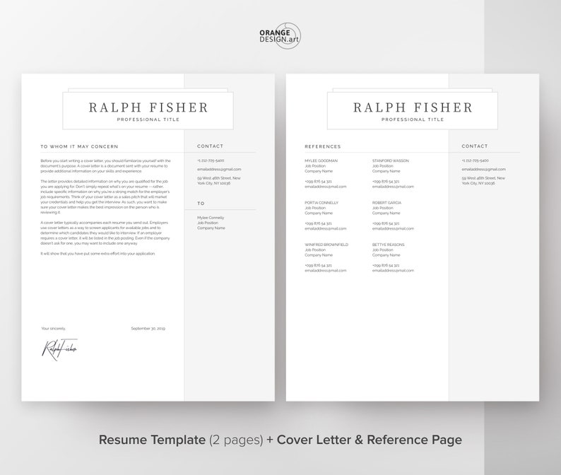 Professional Resume Template for Word Minimalist CV Template - Etsy