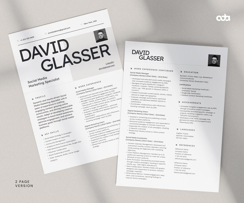 IT Resume Template Canva for SMM Specialist, Designer Resume, Modern CV ...