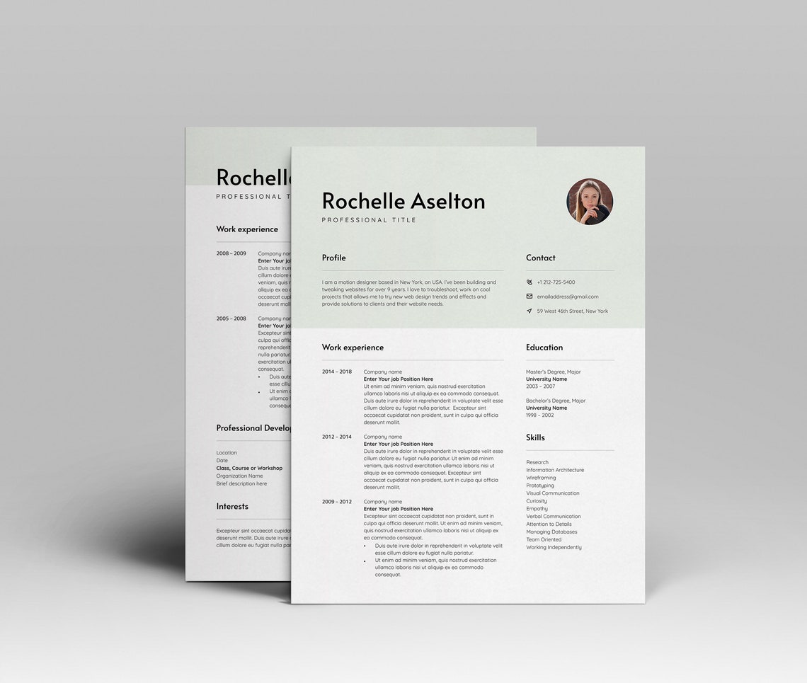 Modern Resume Template, Professional CV Template 2020, Cover Letter ...