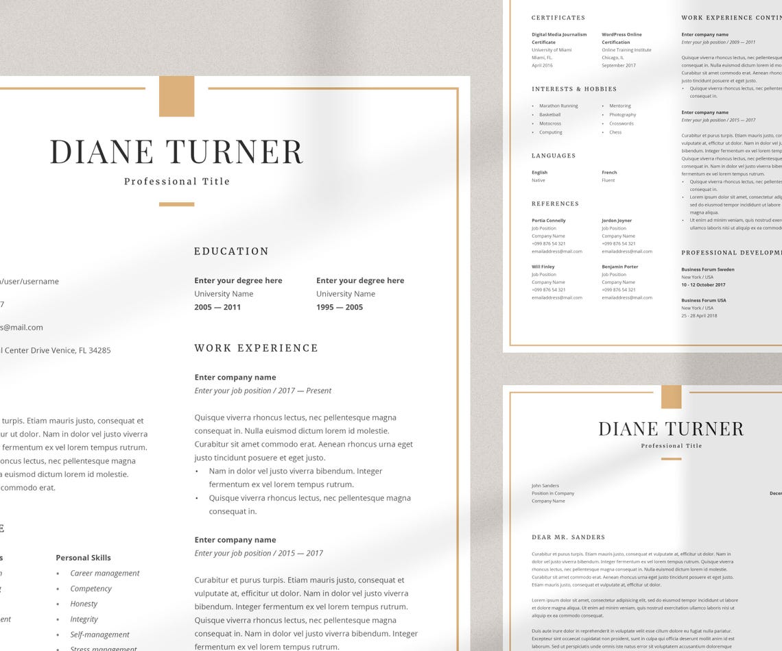 Minimalist Resume Template for Word, Professional Resume Template ...