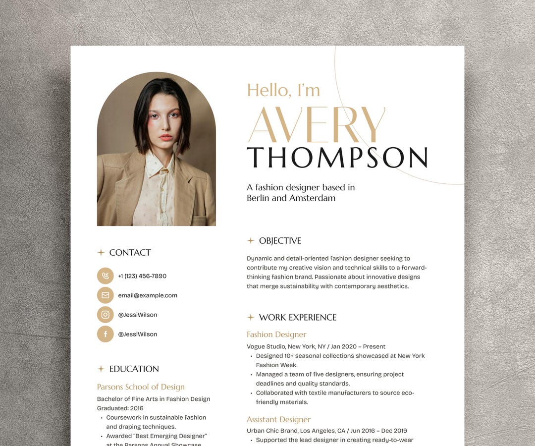 Fashion Designer Resume Template: Modern Creative CV (canva Editable ...