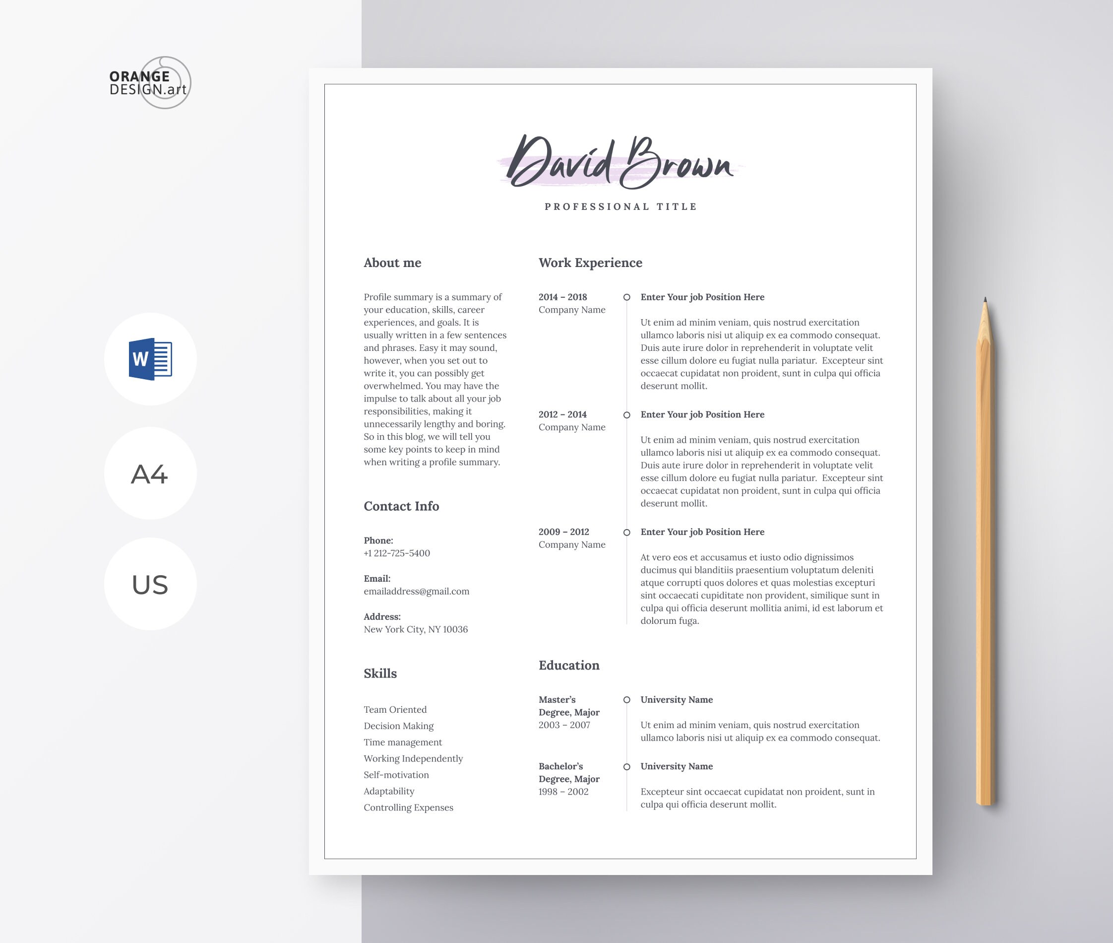 Modern CV Template for Word Creative Resume Template - Etsy