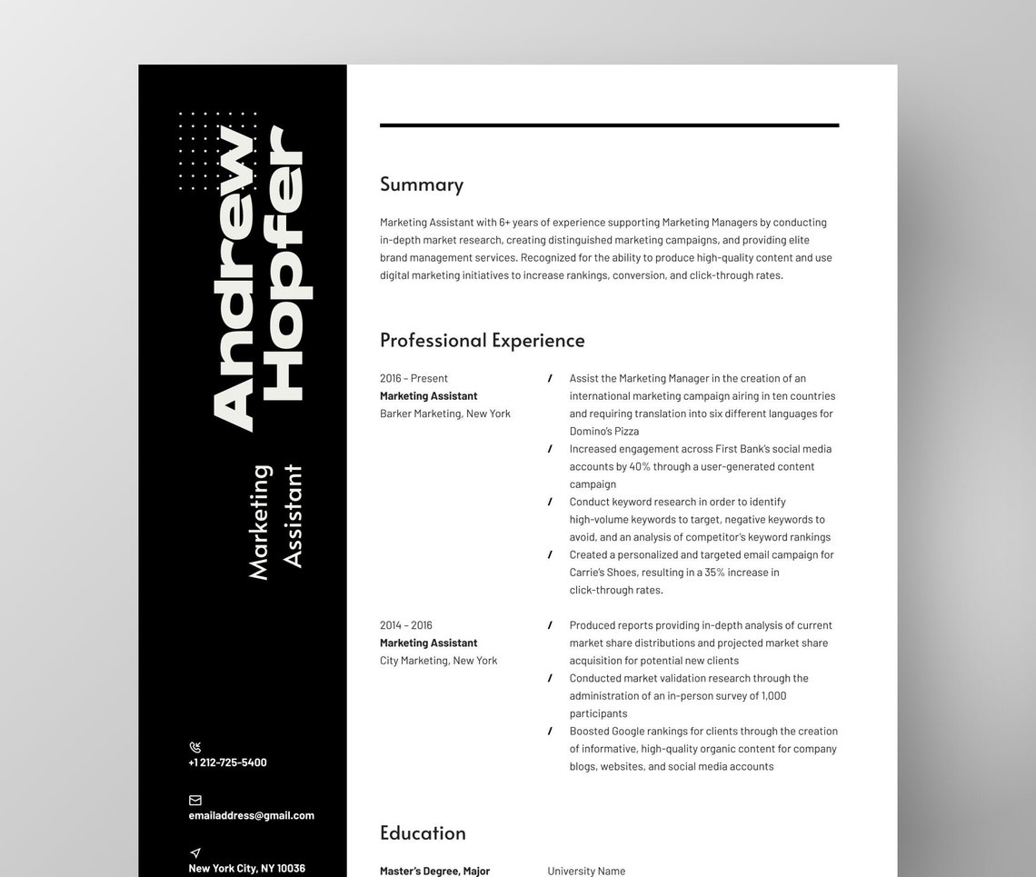 Modern Resume Word, Creative CV Design 2020, Assistant Resume ...