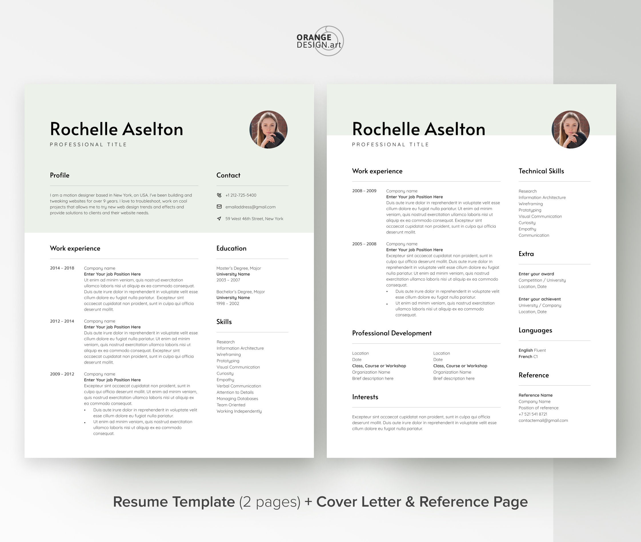 Modern Resume Template, Professional CV Template 2020, Cover Letter ...