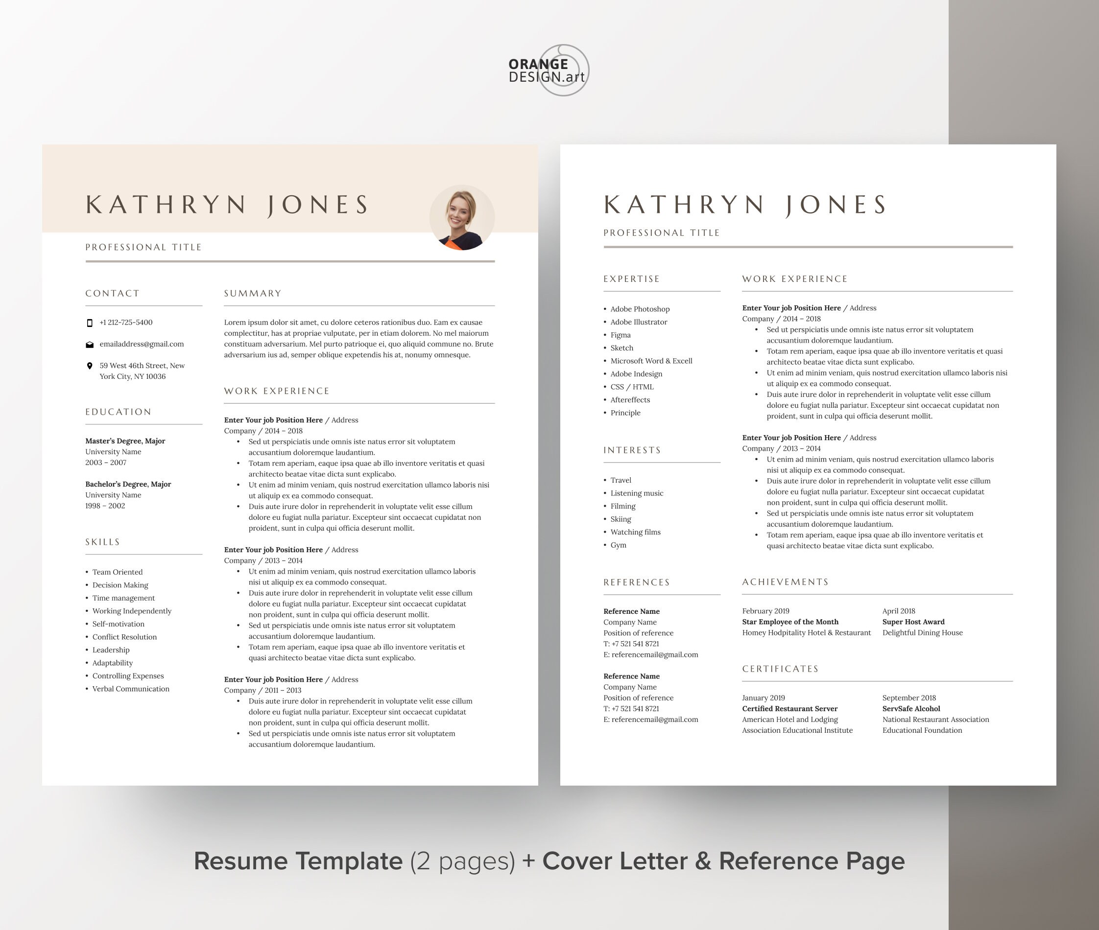 Minimalist CV Template With Photo Professional Resume - Etsy