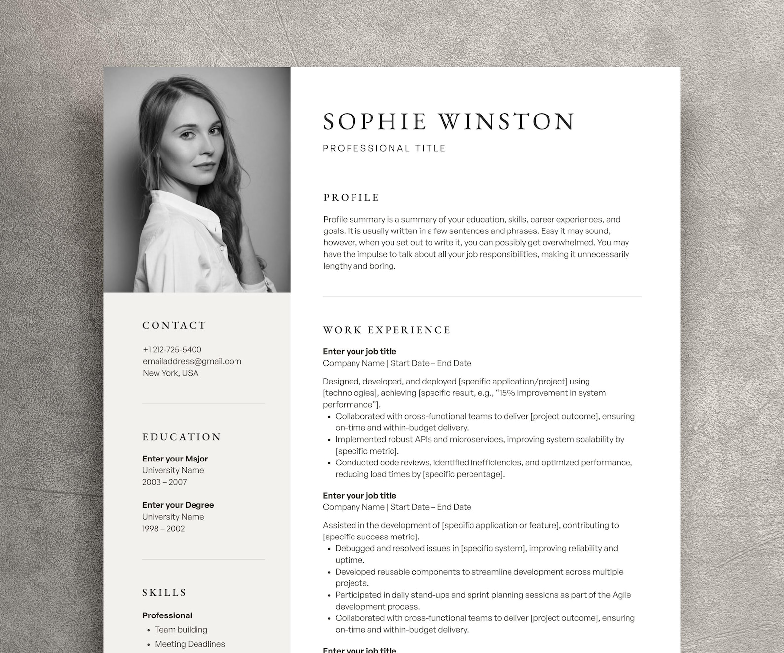 Canva Resume Template With Photo, Cv Template Pages, Professional ...
