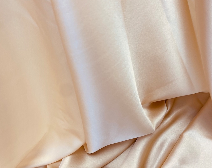 Silk Fabric Light Beige Italian Premium Colour by the Yard 58”/ 140 Cm ...