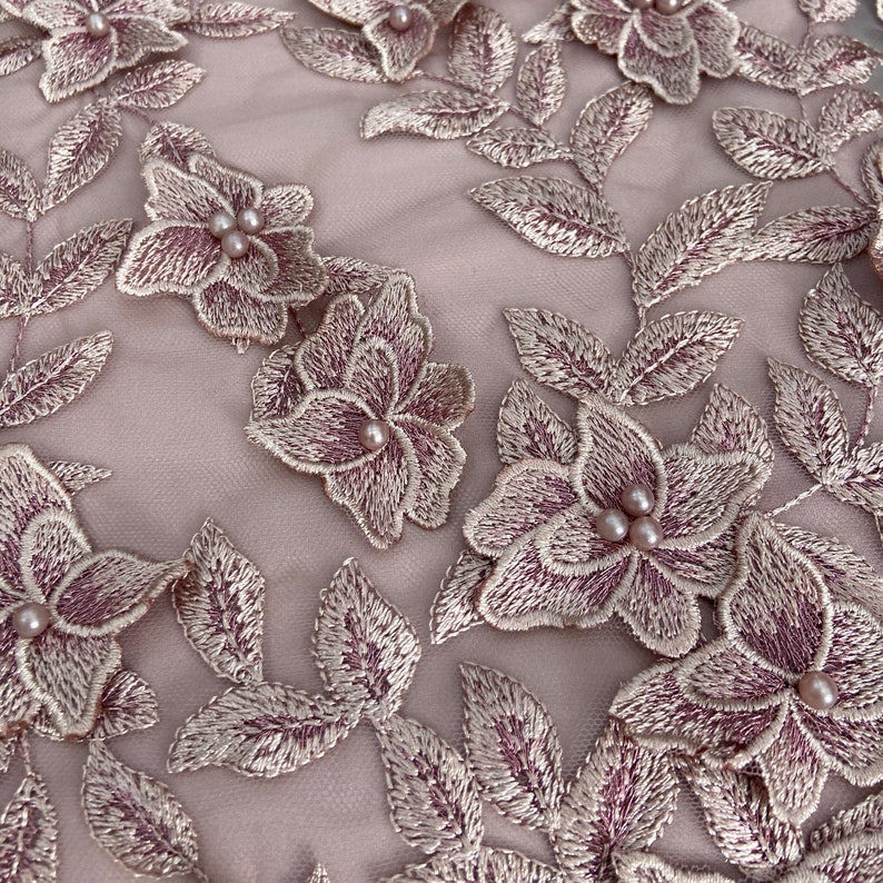3D Lace Fabric Old Rose Color Lace Fabric Embroidered Lace - Etsy