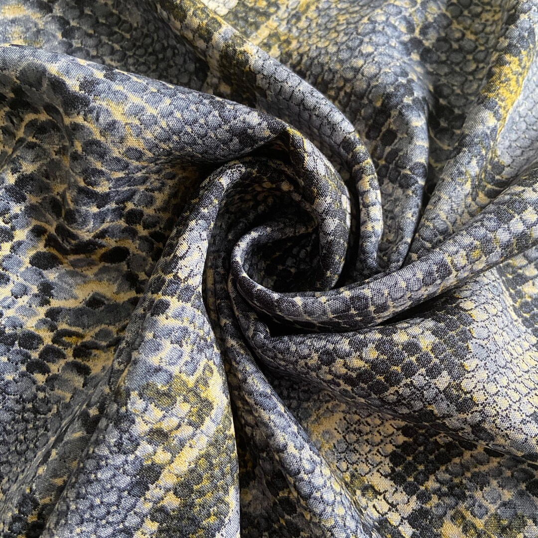 Viscose Animal Print Snake Pattern Grey Black Bright Color Viscose Pure ...