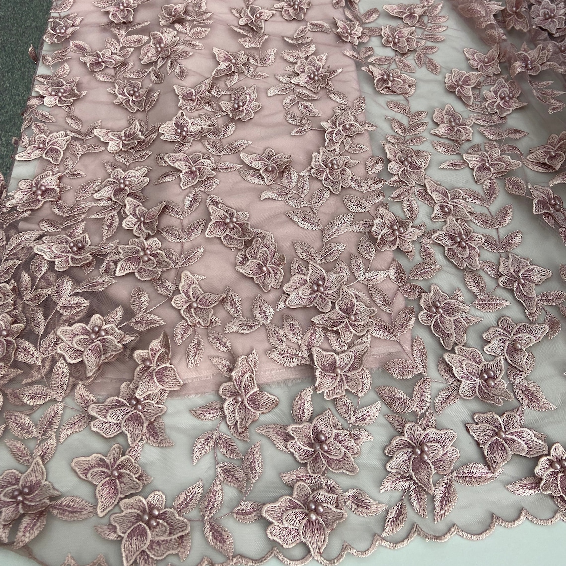 3D Lace Fabric Old Rose Color Lace Fabric Embroidered Lace - Etsy