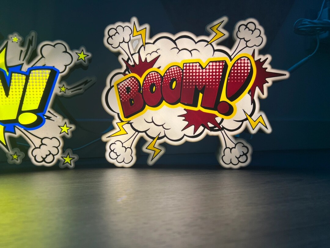 Lightbox Comic Book Boom Gift for Him Wall Light Super Hero Nitelite ...