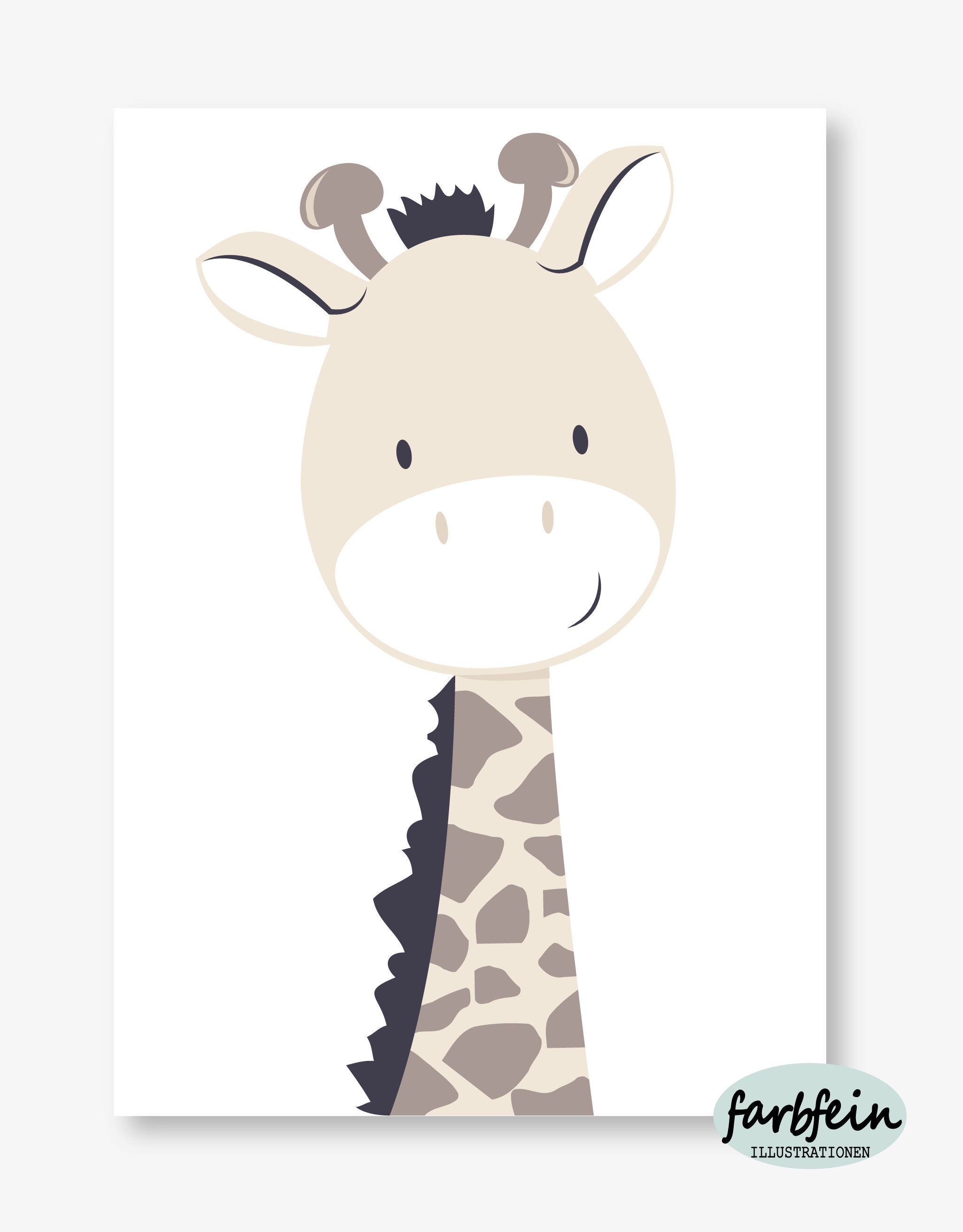 Bilder Kinderzimmer Poster Kinderbild Kinderzimmerbild Giraffe/A4/beige ...