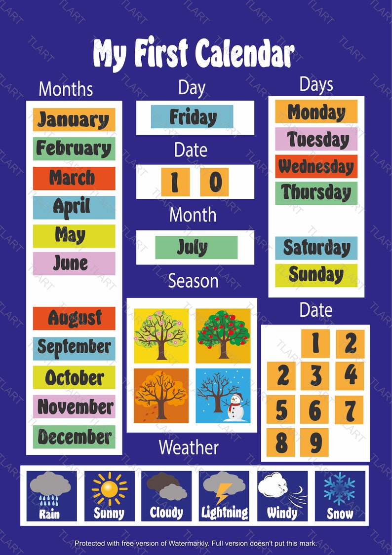 Children First Calendar, Montessori,preschool, Early Year, Classroom ...