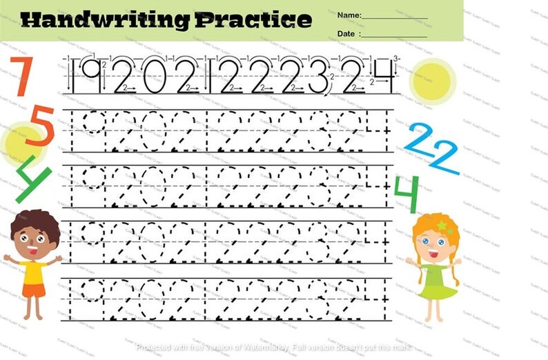 Number Tracing Worksheet, Printable Alphabet Handwriting Practice ...