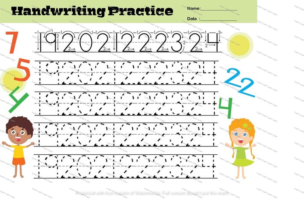 Number Tracing Worksheet, Printable Alphabet Handwriting Practice ...