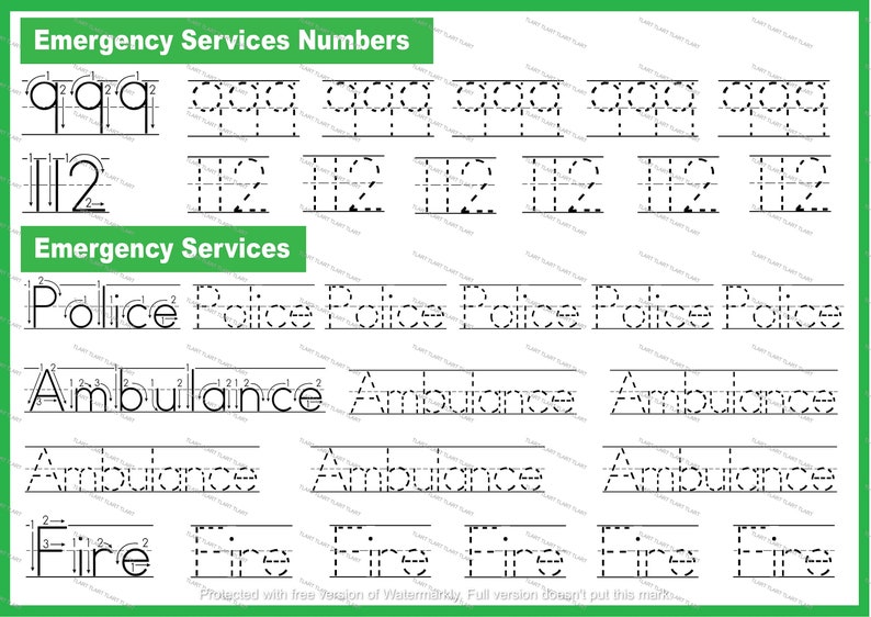 Safety for Kids Worksheet, Emergency Services, Call 999 in an Emergency ...