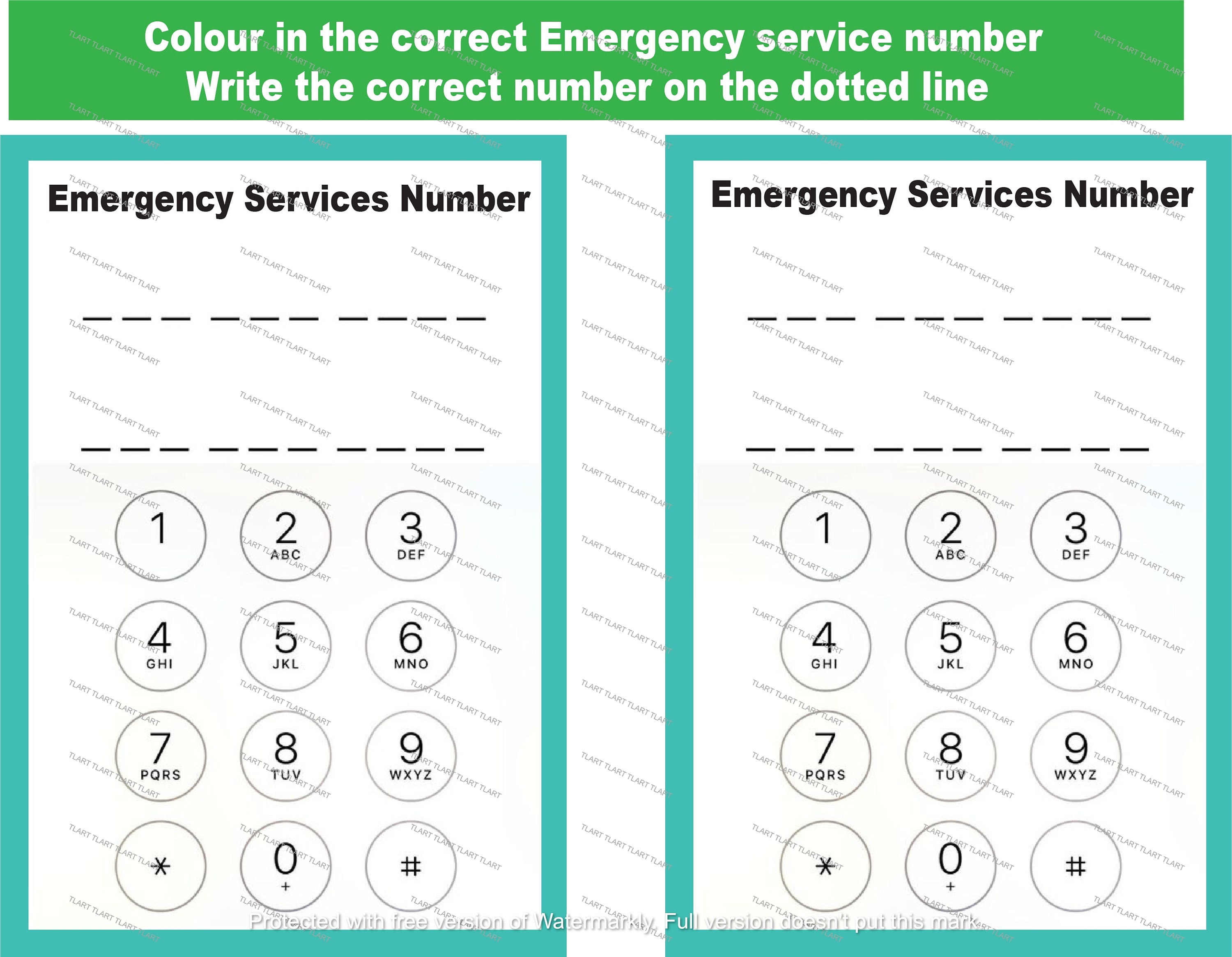 Safety for Kids Worksheet, Emergency Services, Call 999 in an Emergency, Emergency Contact List ...
