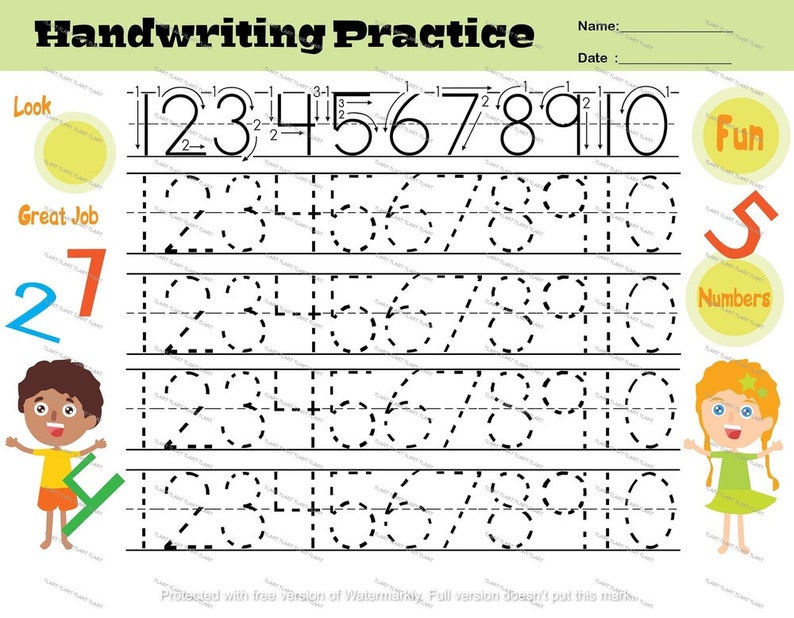 Number Tracing Worksheet, Printable Alphabet Handwriting Practice ...
