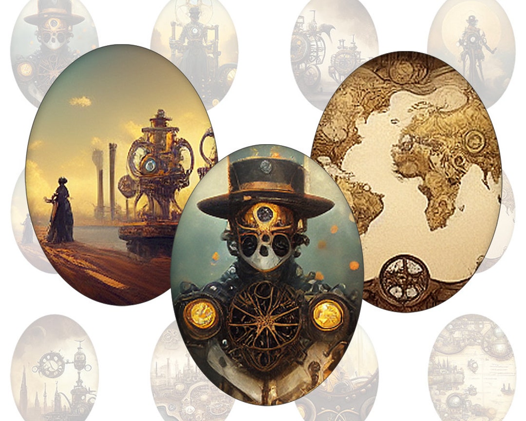 Digital Collage Sheet Vintage Steampunk Printable Oval - Etsy