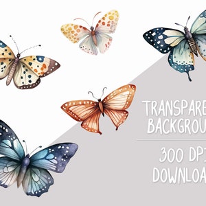 70 Watercolor Butterfly PNG Images Clipart Set for DIY Projects and ...