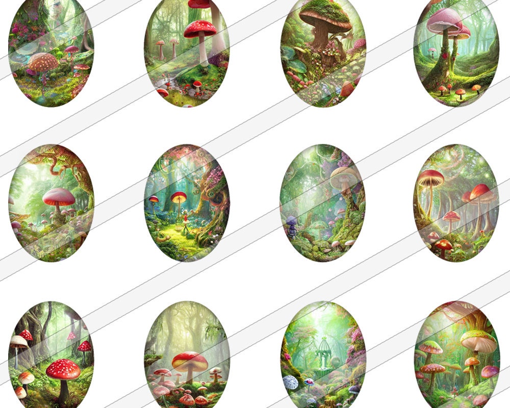 Digital Collage Sheet Fairytale Forest Printable Oval - Etsy
