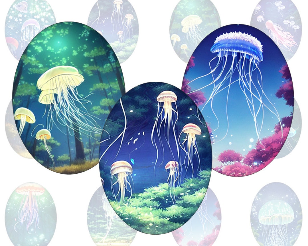Digital Collage Sheet Jellyfish Forest Printable Images in All Common ...