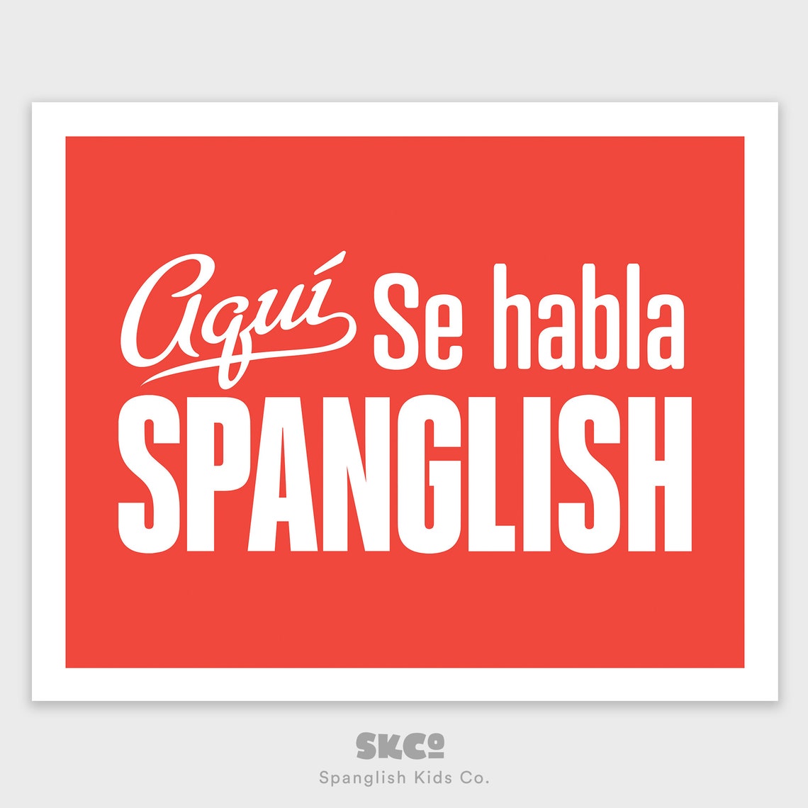 Aquí Se Habla Spanglish red, Printable Sign, Kids Room Fun, Typography ...