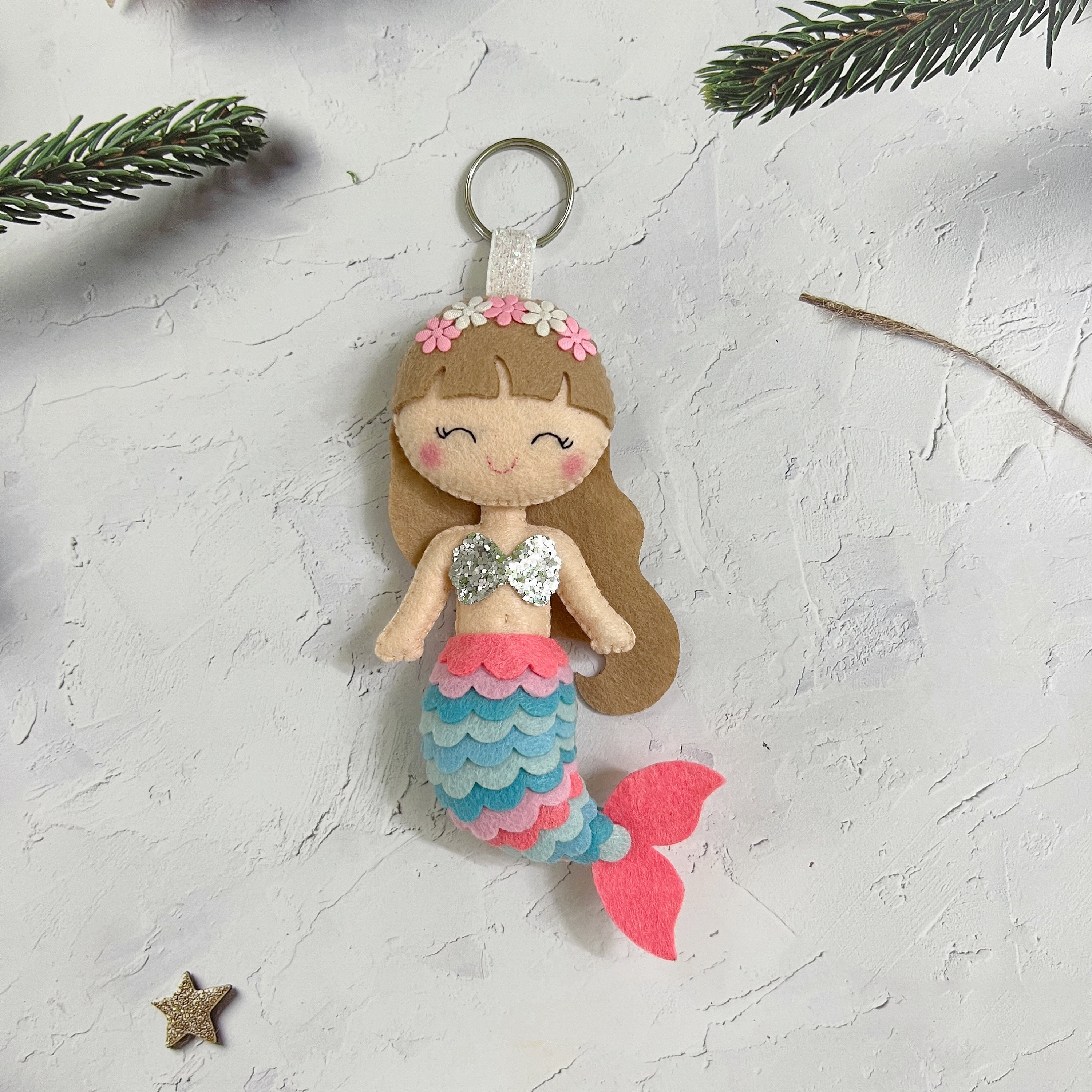 Mermaid Felt Keychain Ocean Felt Keychain Kawaii Mermaid - Etsy