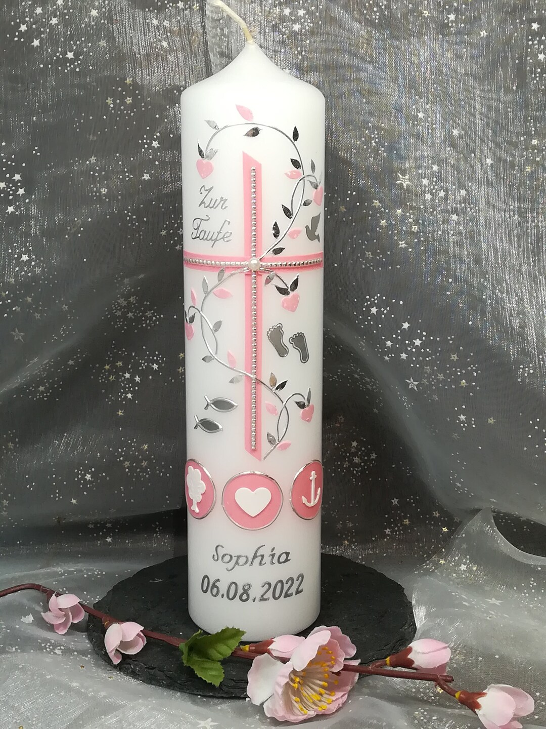 Baptismal Candle cardboard cross With Tendril Symbols Baptismal Candle ...