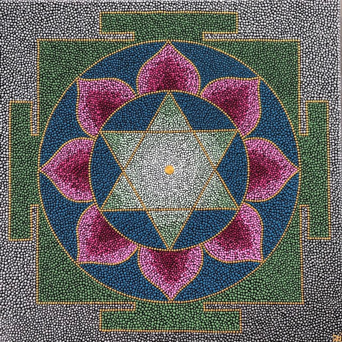 Saraswati Yantra Dotpainting Mandala 50x50cm - Etsy