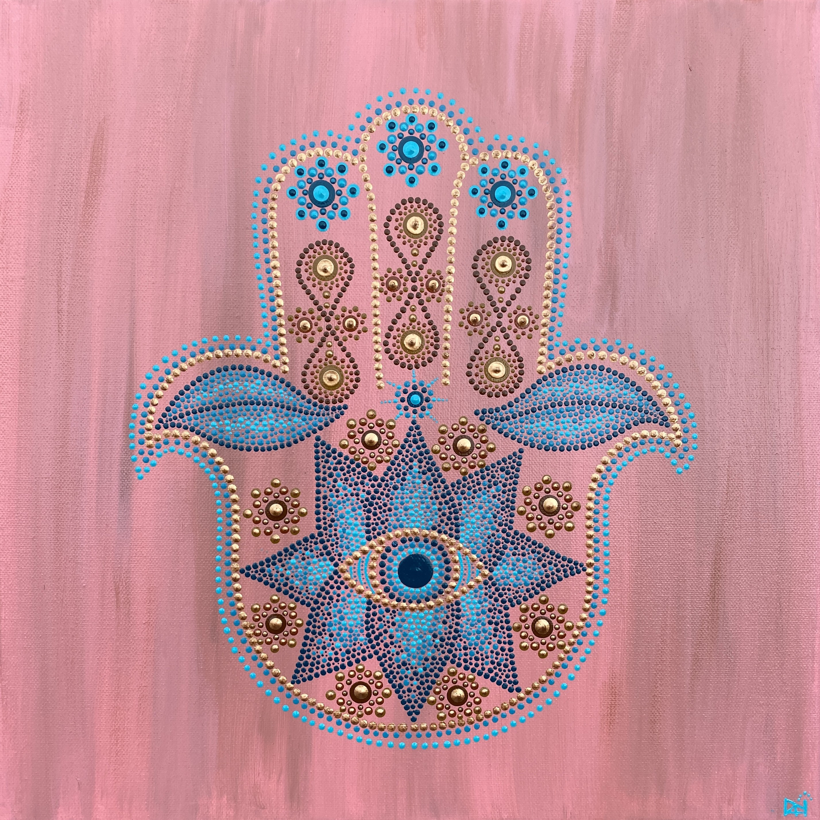 Hamsa Hand Dotpainting Mandala 40x40cm - Etsy UK
