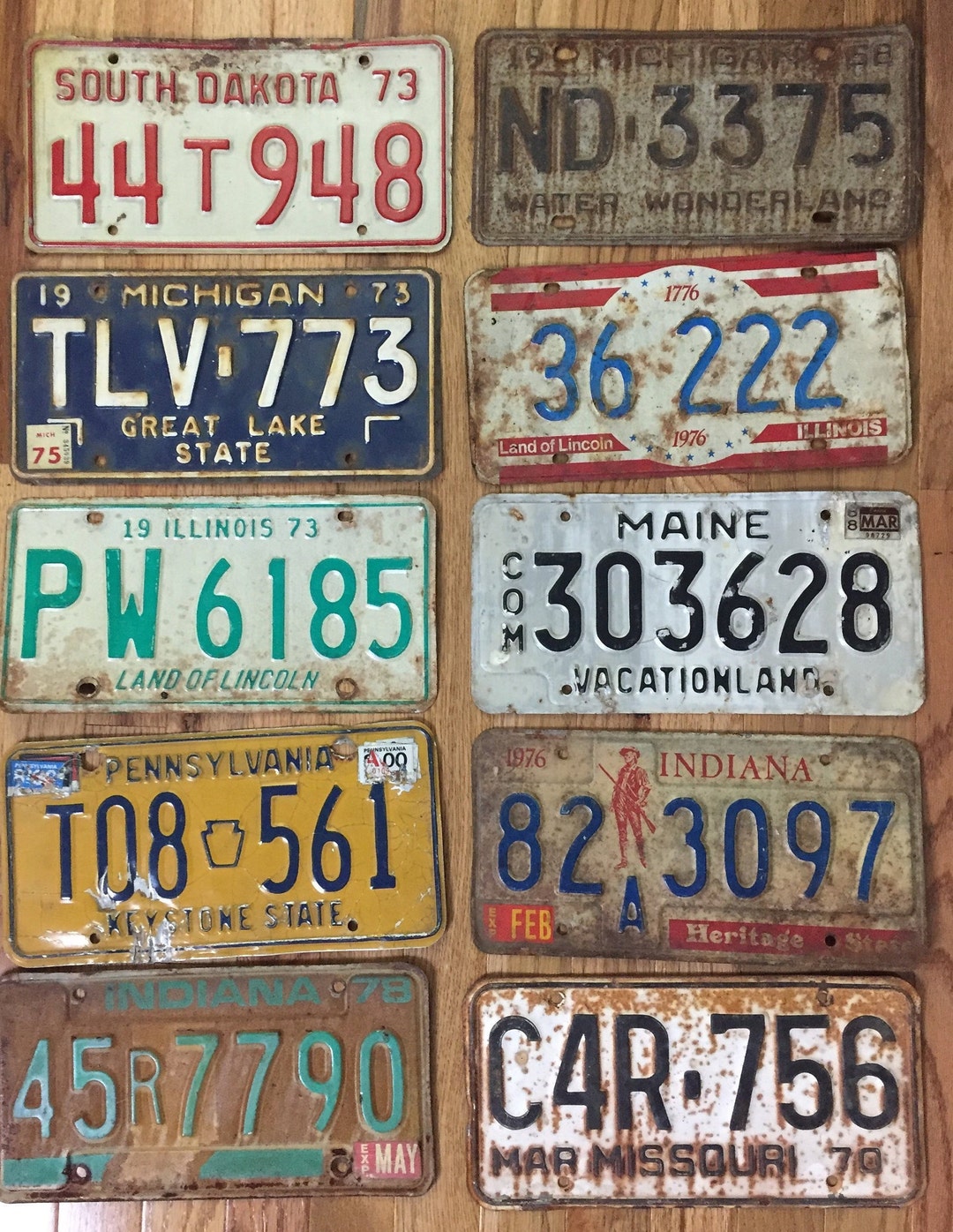 Pack of 10 Rustic/worn License Plates From at Least 7 Different States ...