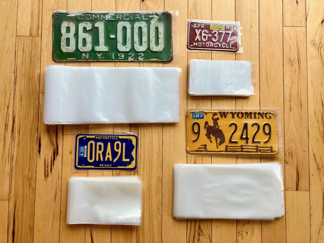 License Plate Bags/sleeves- Many Sizes- 3 MIL High Clarity & Strength ...