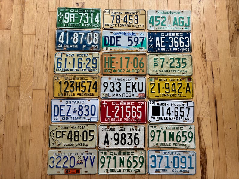 Canadian License Plates - All Provinces Available in Craft Condition ...