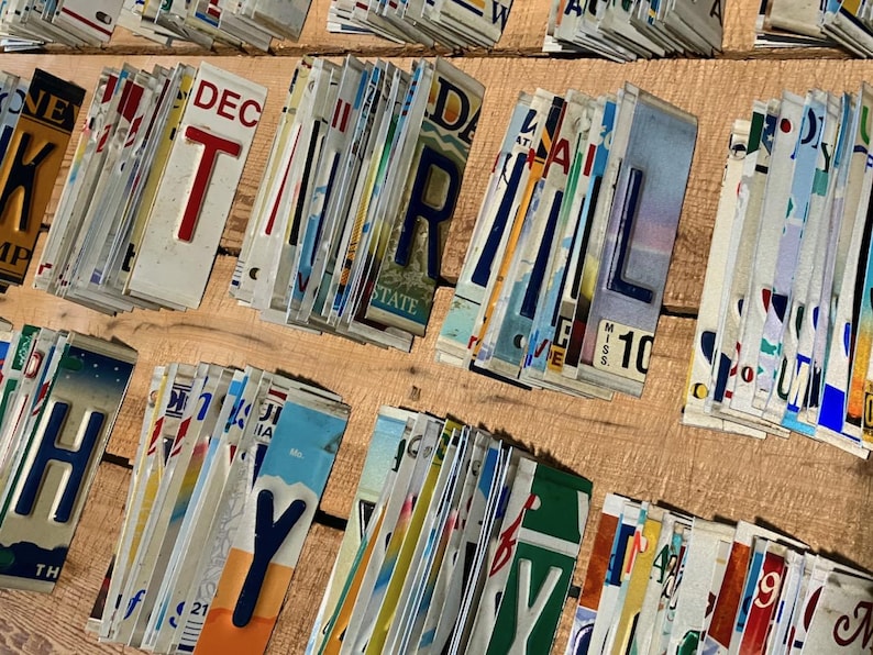 Bulk Worn & Faded Embossed Only License Plate Letters and Numbers - 25 ...