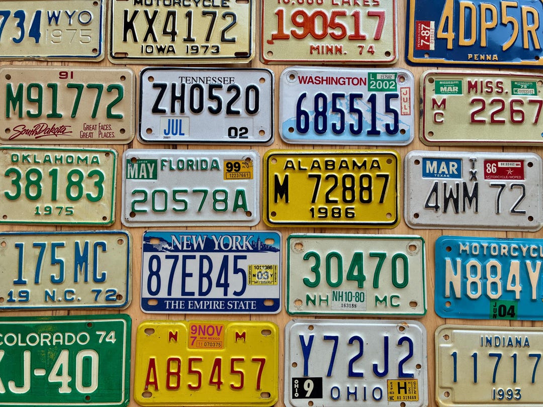 Authentic Motorcycle License Plates - Pick A State - Good Condition - Etsy