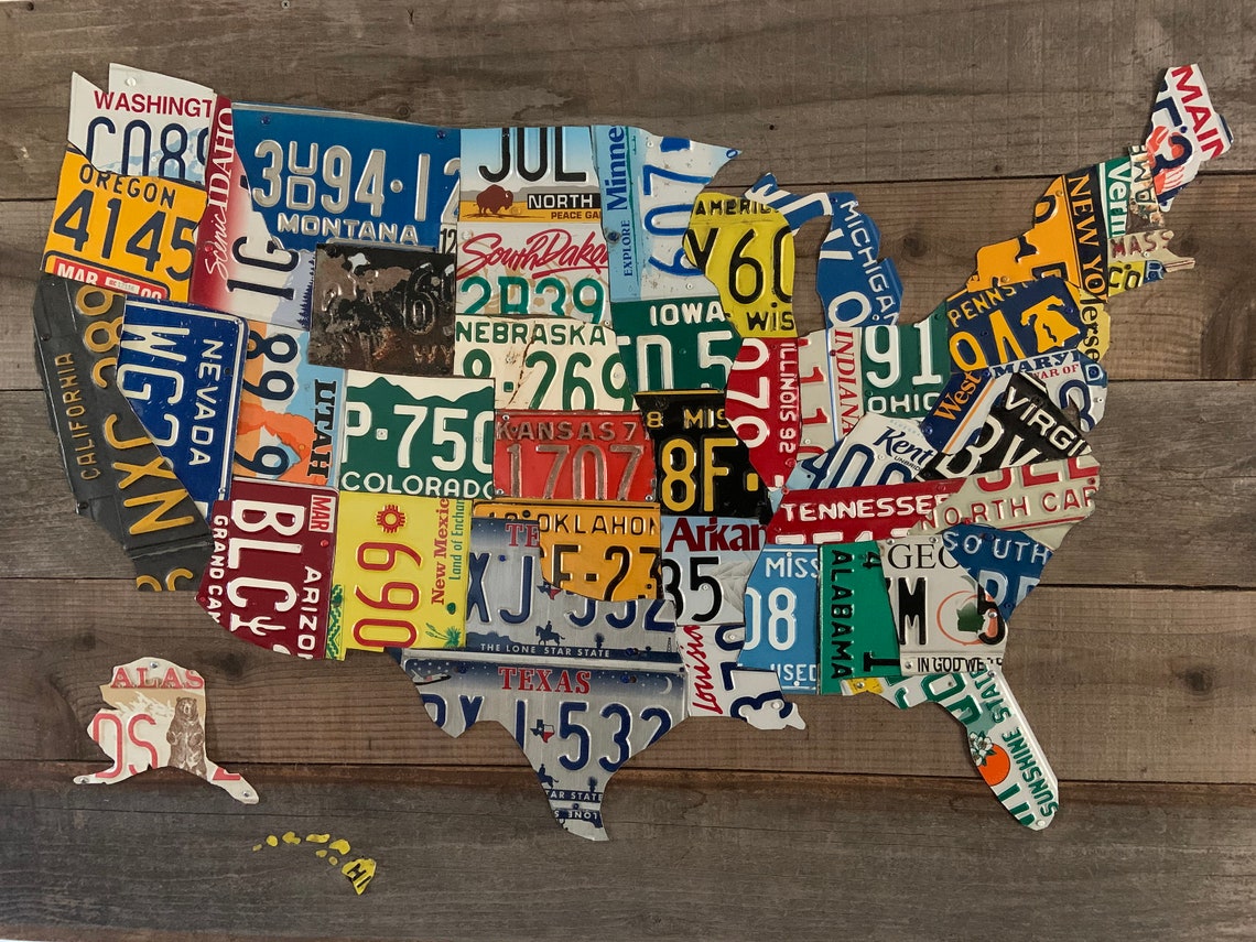 Full Size 50 State License Plate Map - All Authentic License Plates ...