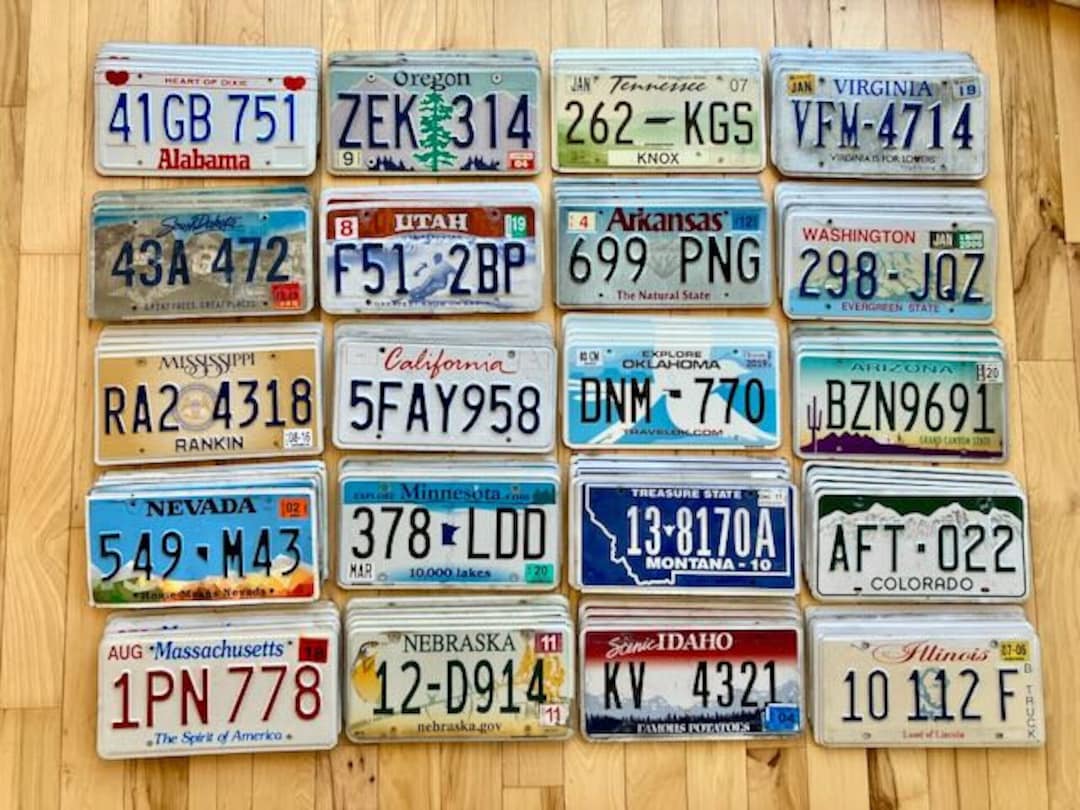 100 License Plates From 20 Different States (5 of Each State Shown) - Etsy