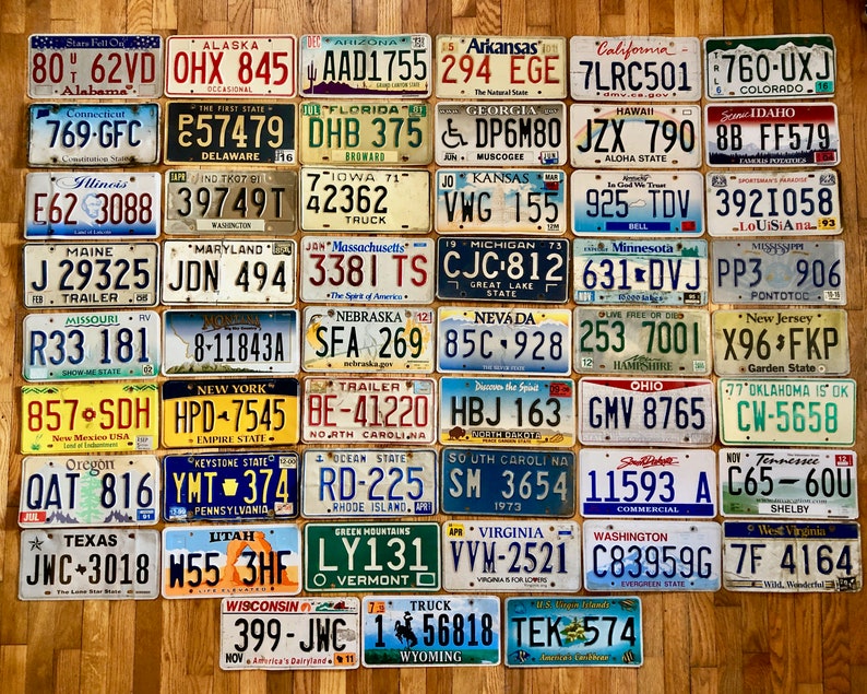 50 State Set of License Plates Plus a USVI License Plate Craft ...