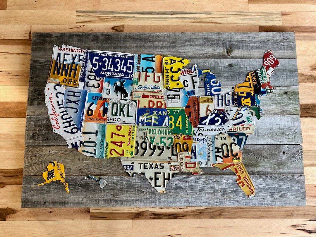 Full Size 50 State License Plate Map - All Authentic License Plates ...
