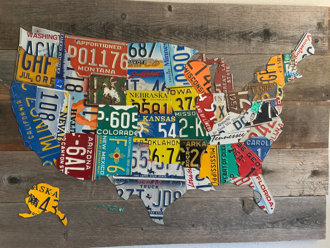 Full Size 50 State License Plate Map All Authentic License - Etsy