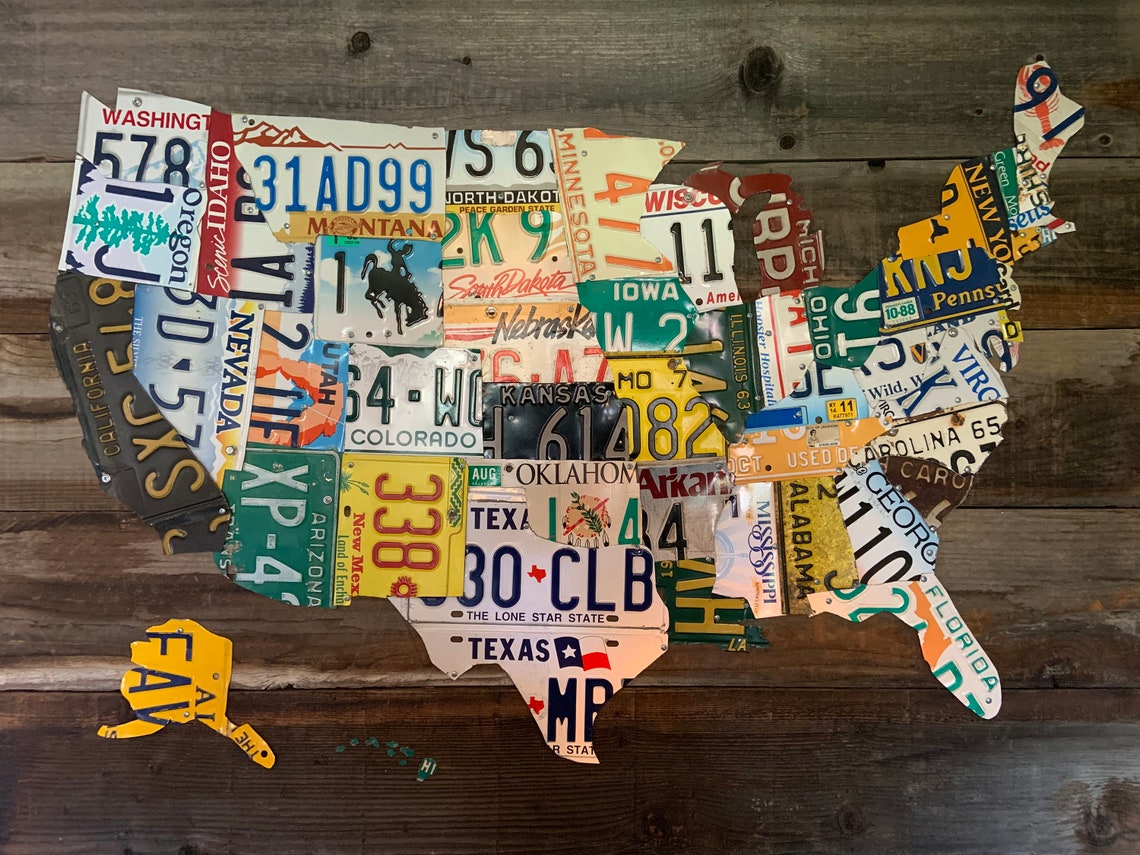 Full Size 50 State License Plate Map - All Authentic License Plates ...