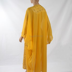 Khaliji Thobes Belly Dance Yellow Golden Abaya Kaftan Dress Khaleegy ...